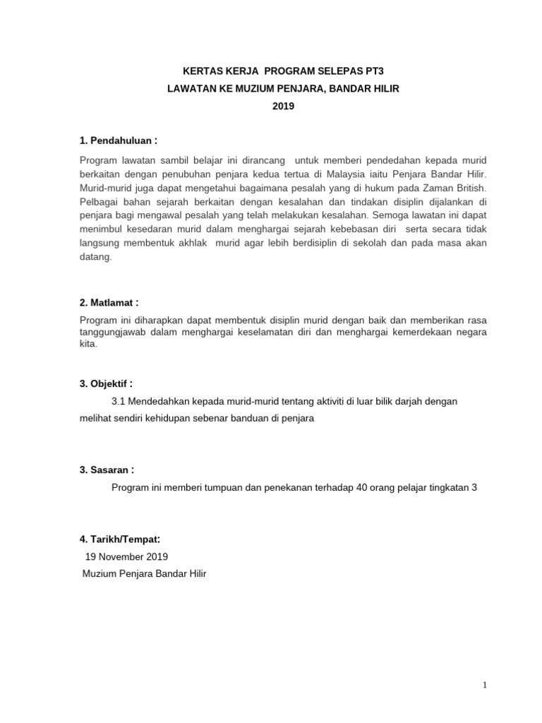 Kertas Kerja Lawatan Penjara | PDF