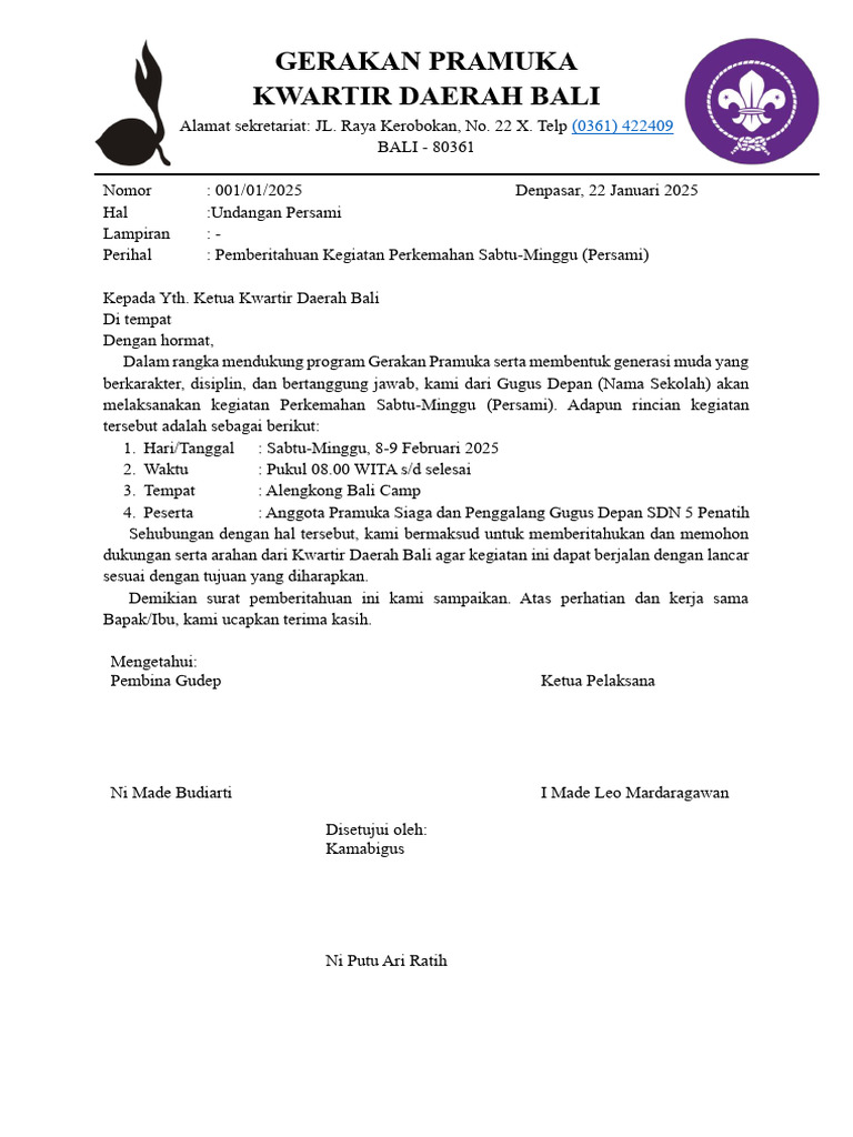 Surat Undangan PERSAMI | PDF