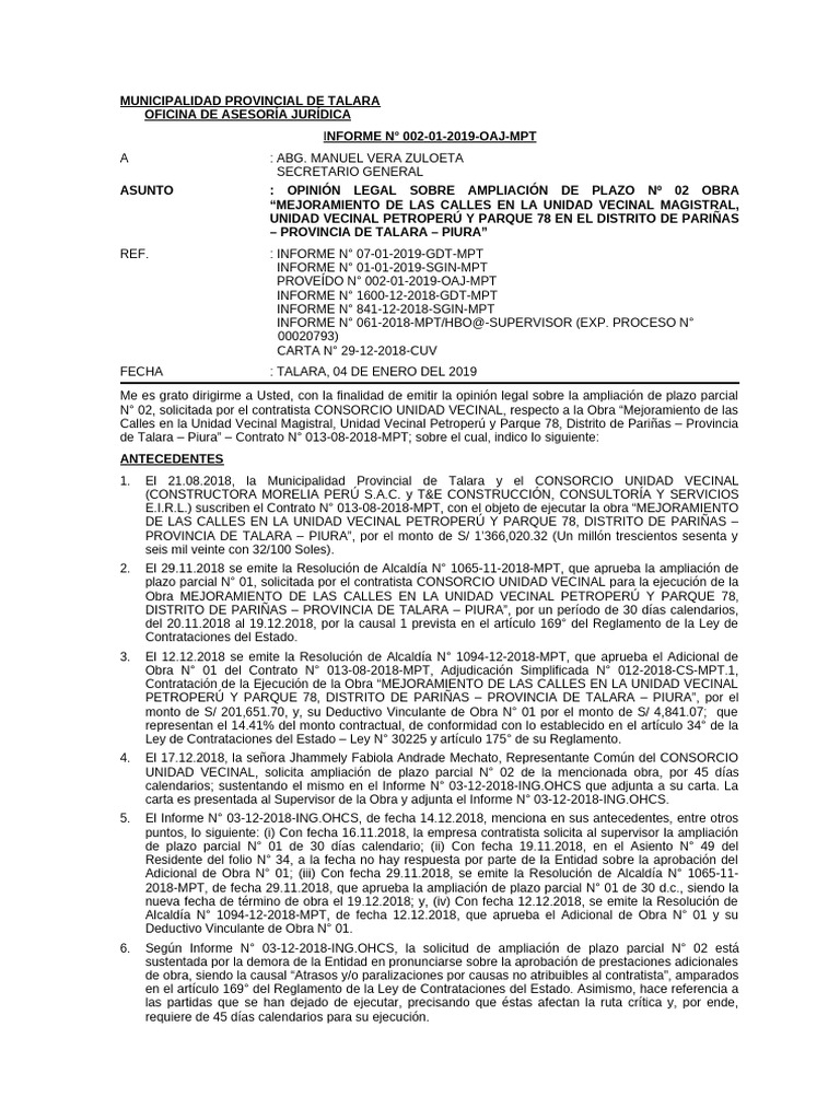 AMPLIACIÓN DE PLAZO Nº 02 UNIDAD VECINAL MAGISTRAL, | PDF | Justicia | Crimen y violencia
