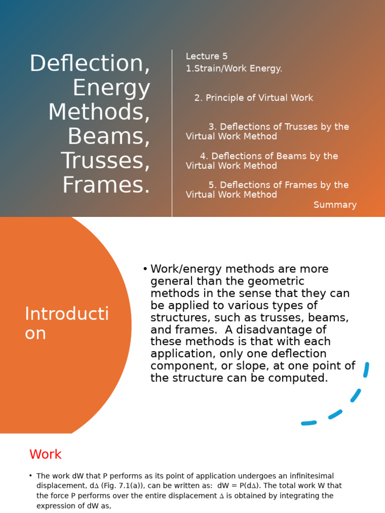 Lecture 5, Deflection, Energy Methods, Beams | PDF | Bending | Beam (Structure)