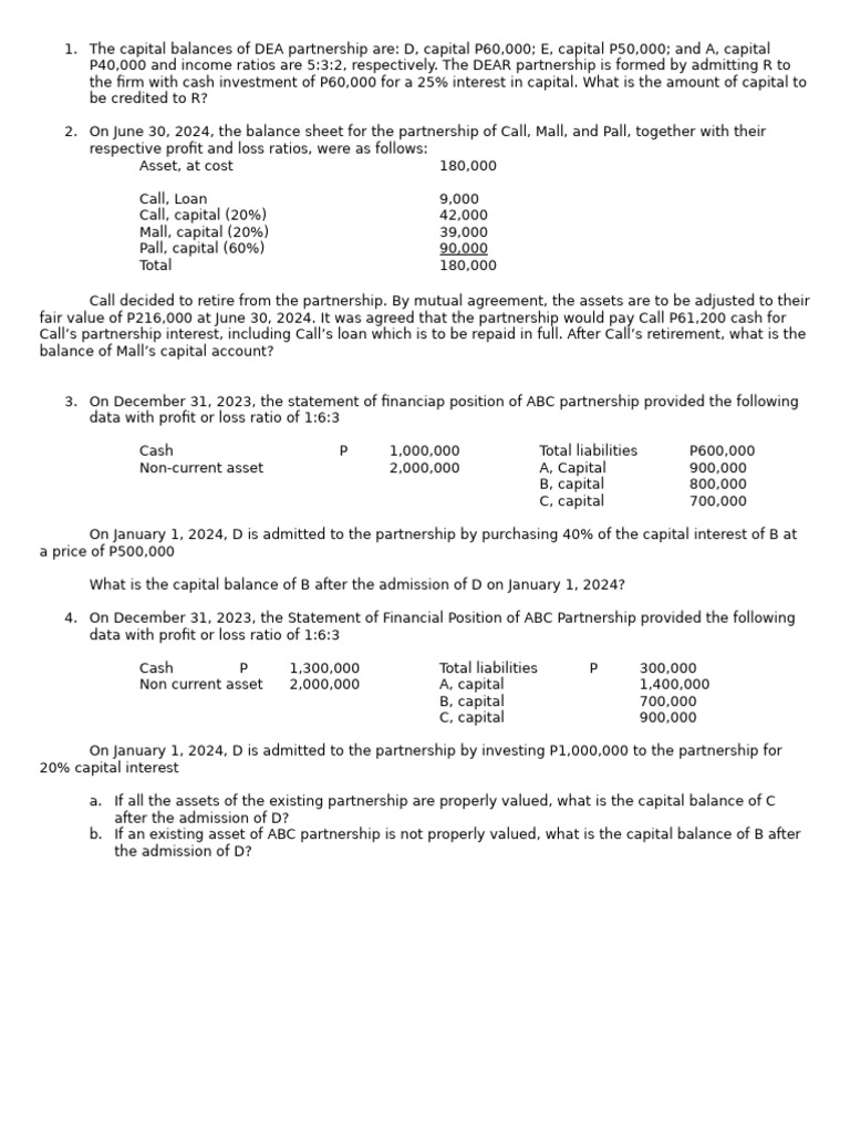 Partnership Capital Adjustments Explained Pdf Balance Sheet