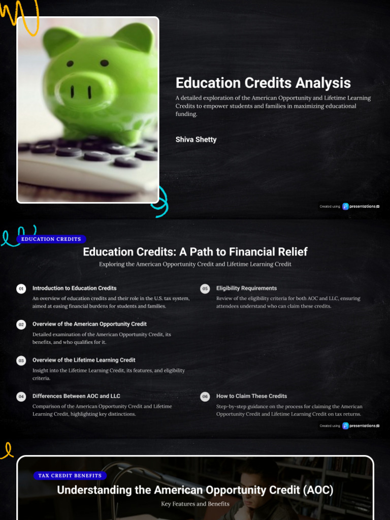 Education Credits Analysis American Opportunity and Lifetime Learning | PDF