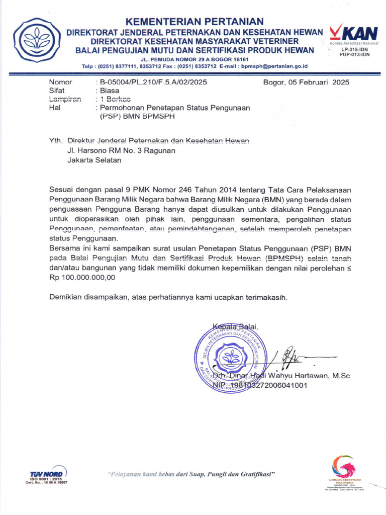 Surat Permohonan PSP BPMSPH 2025 | PDF