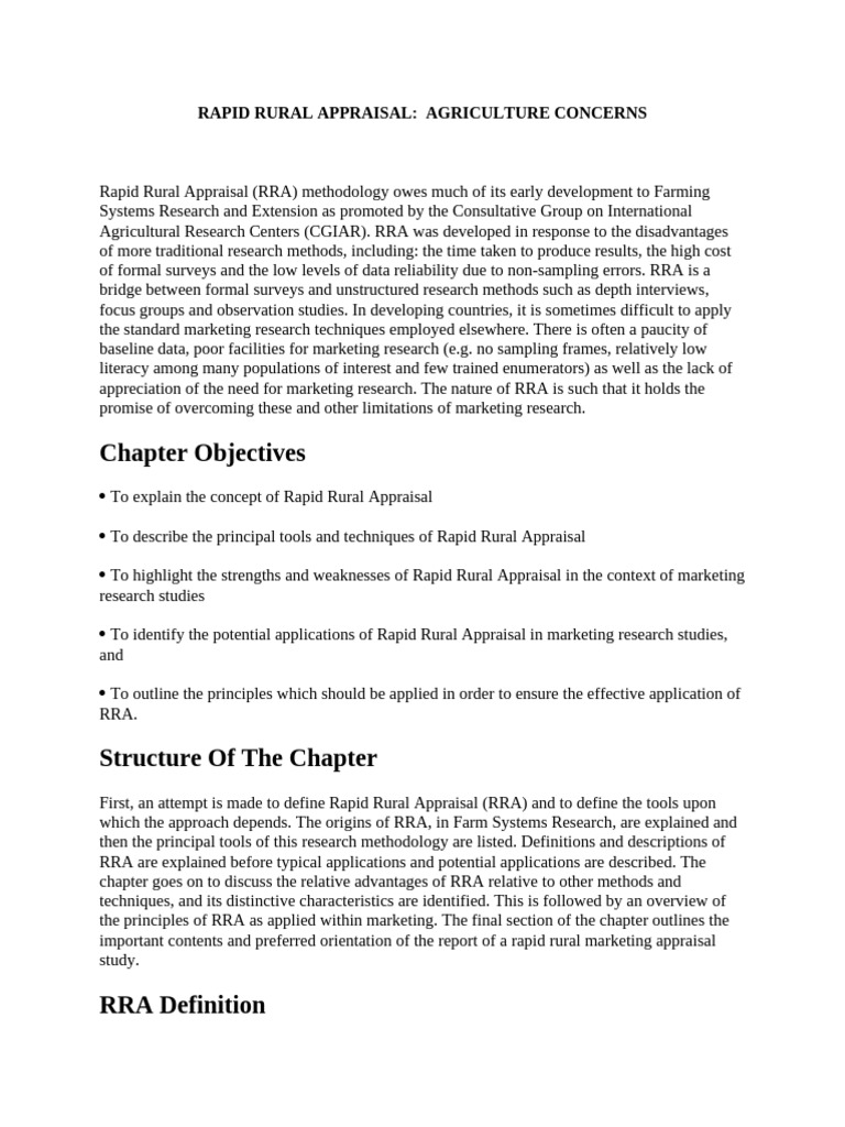 Rapid Rural Appraisal in Agriculture | PDF | Marketing | Evaluation