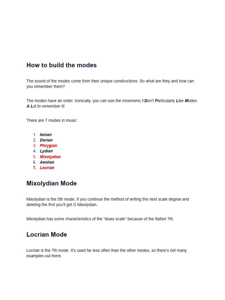 Musical Modes (Part 1 | PDF