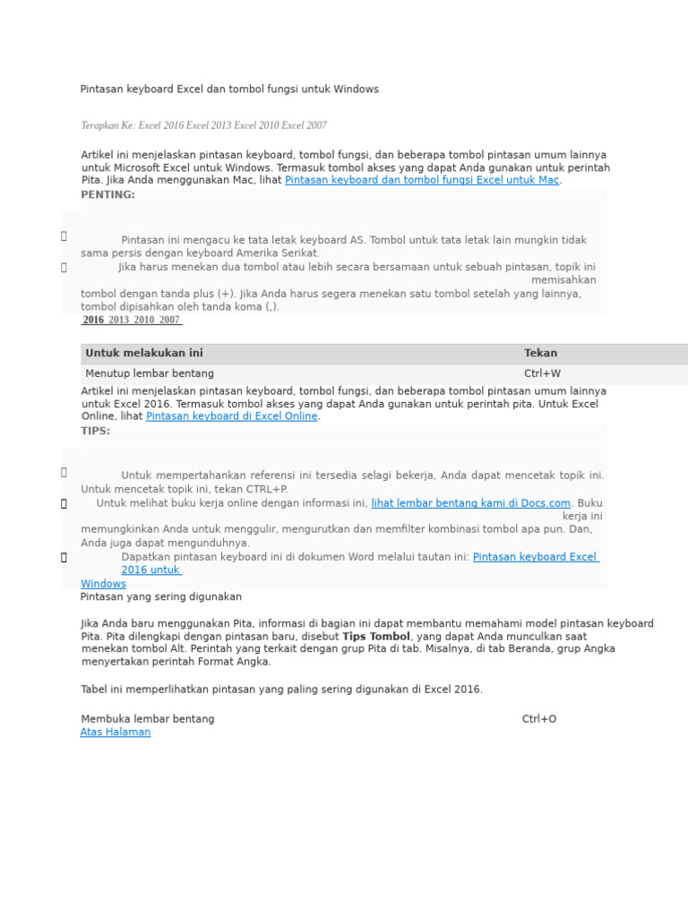 Pintasan Keybord | PDF