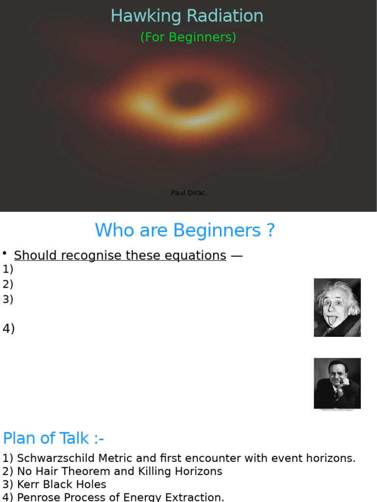 Hawking Radiation (For Beginners) | PDF | Black Hole | Event Horizon