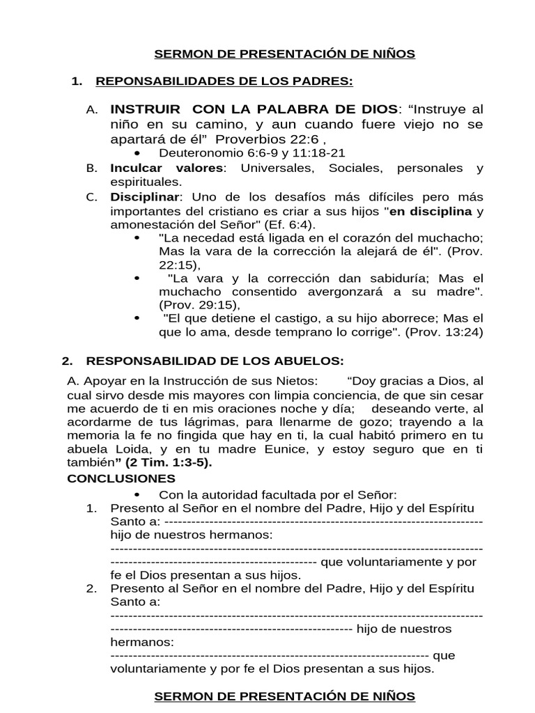 Bosquejo Presentacion de Ninos | PDF | Creencia religiosa y doctrina | Teología