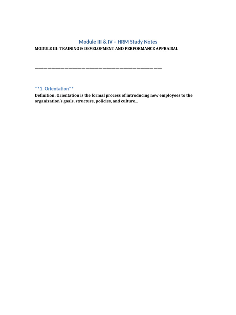 Module III IV HRM Notes | PDF
