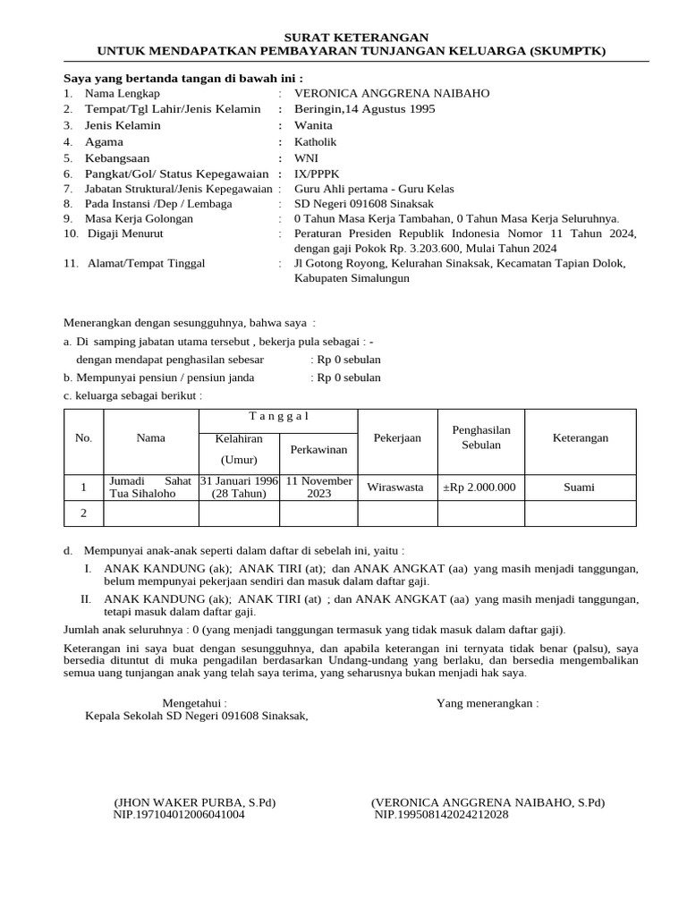 Contoh Skum - KP4 PPPK 2024 Veronica | PDF