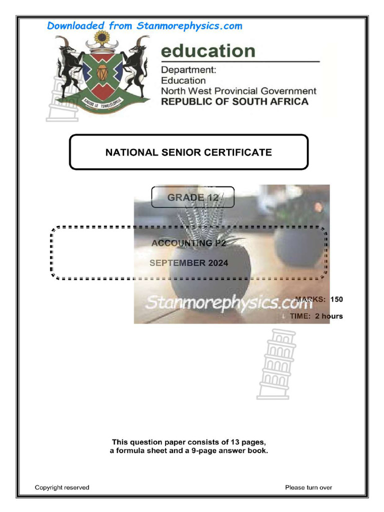 NW Accounting Grade 12 September 2024 P2 Only | PDF