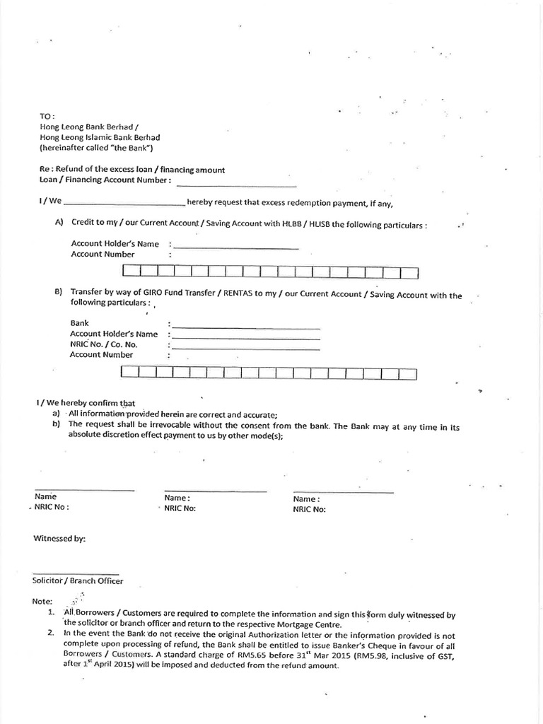 Refund Form HLBB | PDF