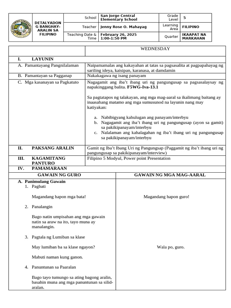 DLP in Filipino W2 L2 - 110030 | PDF