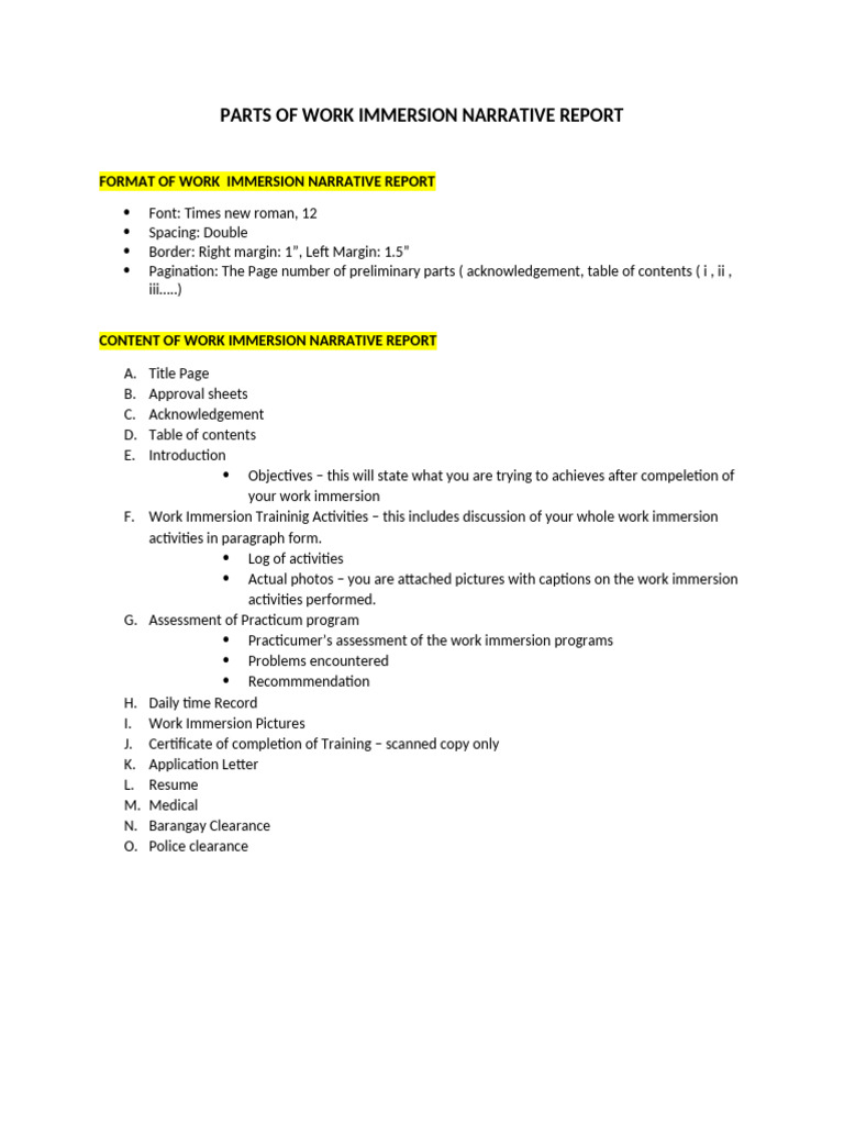 PARTS-OF-WORK-IMMERSION-NARRATIVE-REPORT | PDF