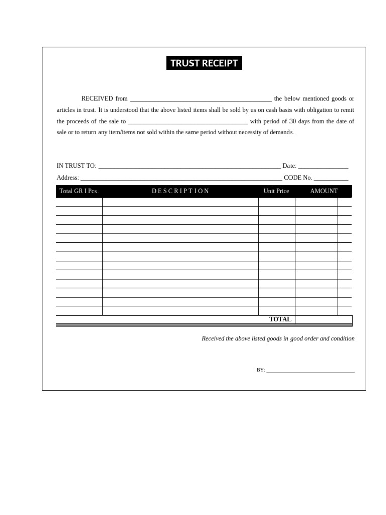 Trust Receipt | PDF