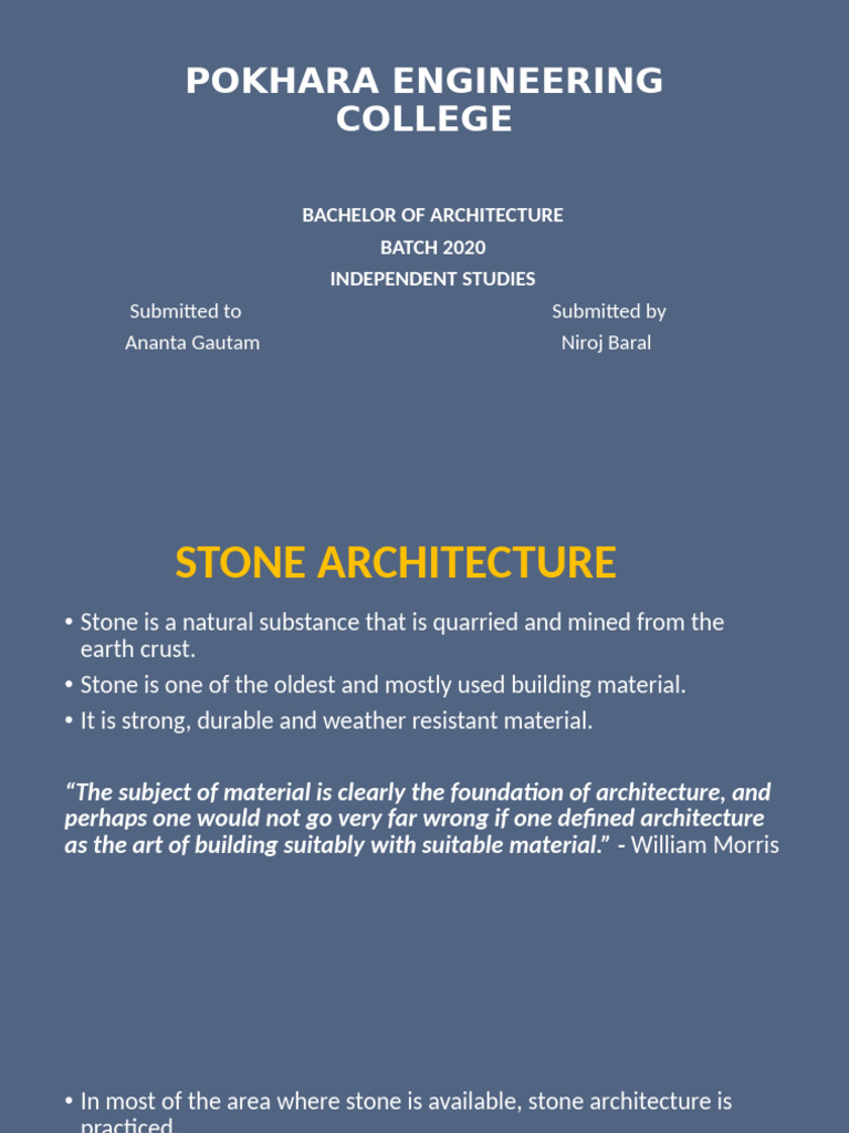 Pokhara Engineering College: Bachelor of Architecture BATCH 2020 Independent Studies | PDF