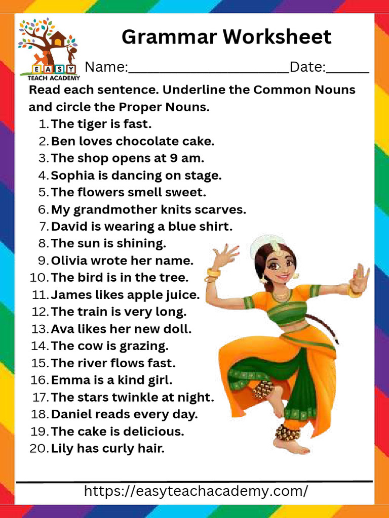 Common & Proper Noun Worksheet 3 Grade 1 | PDF