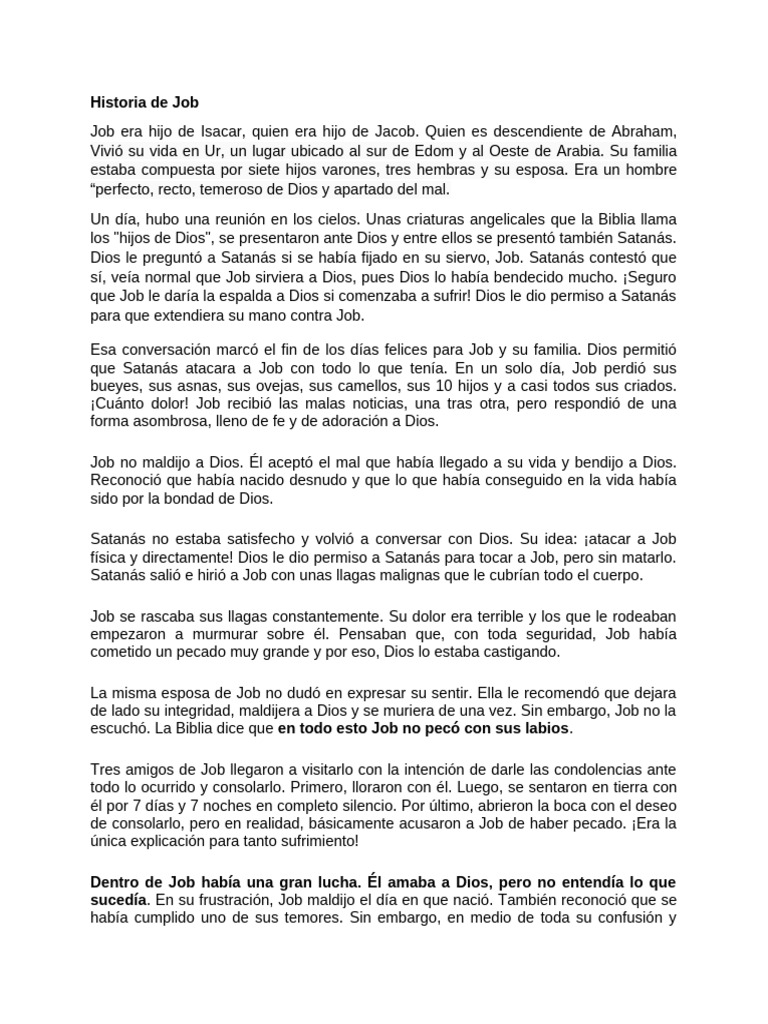 Historia de Job: Fe y Sufrimiento | PDF | Satán | Dios