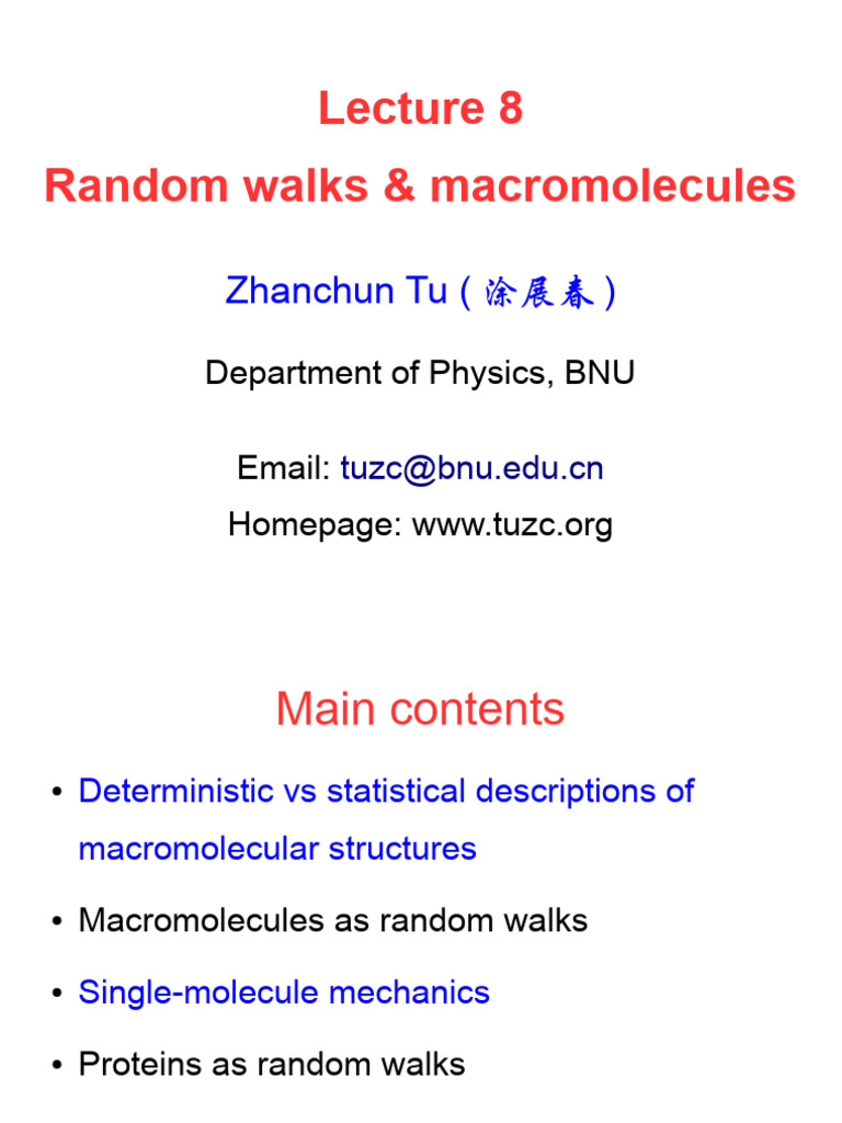 Random Walks & Macromolecules | PDF | Polymers | Dna