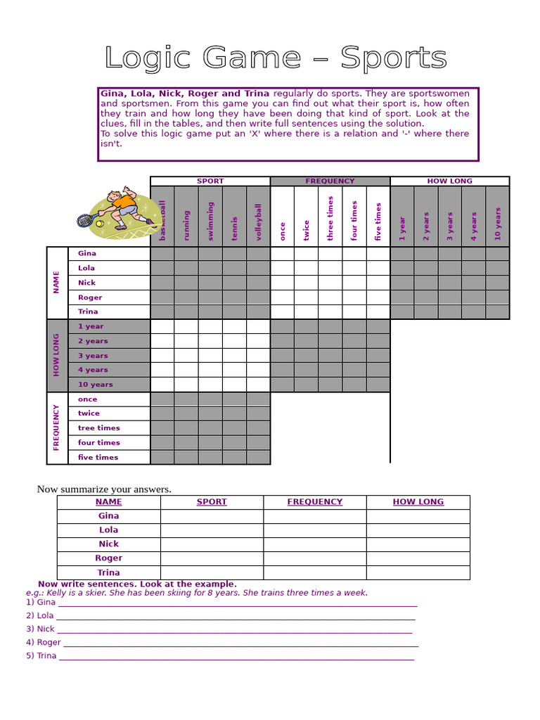logic-game-26th-sports-for-intermediate | PDF | Sports | Individual Sports