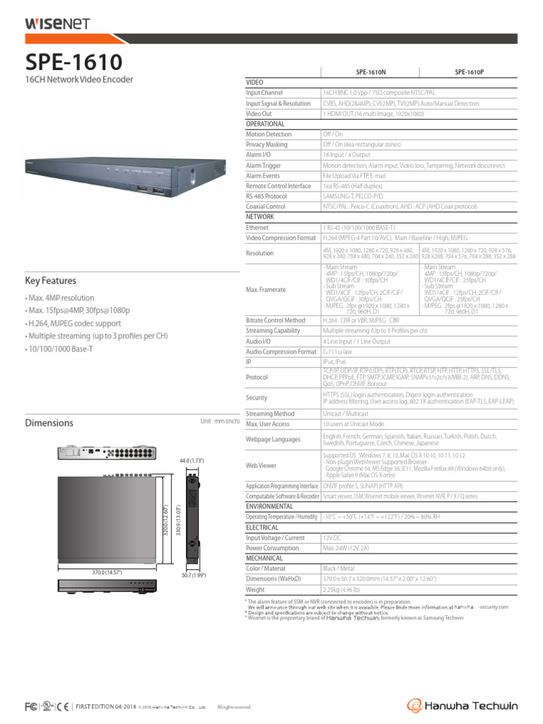 Datasheet Spe-1610 180427 | PDF | Wide Area Network | Computing