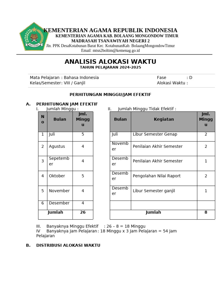 Alokasi Waktu Ganjil 2024 | PDF