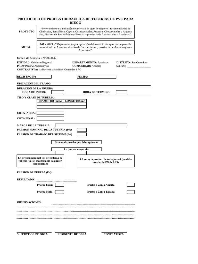 Protocolo de Prueba | PDF