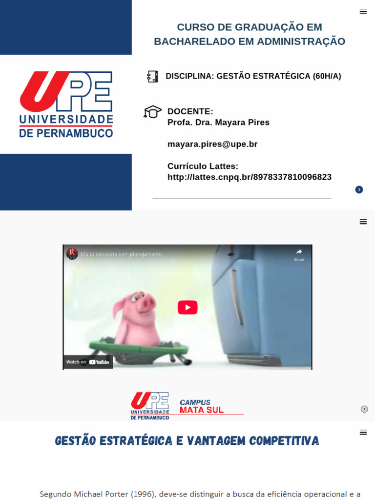 Upe 2025.1 - Gest-O Estrat-Gica - 7 - Per-Odo | PDF | Gestão estratégica | Planejamento estratégico