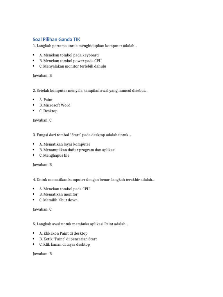 Soal TIK Materi Paint | PDF