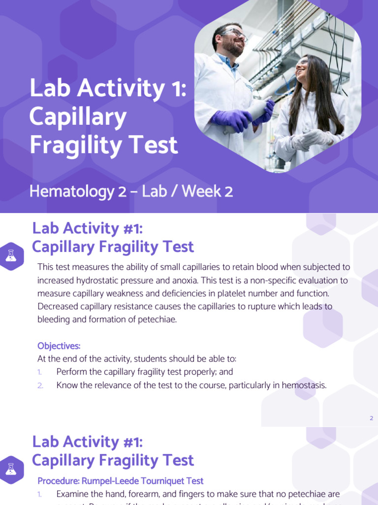 WEEK 2 LAB Capillary Fragility Test & Lab Safety | PDF | Bleeding ...