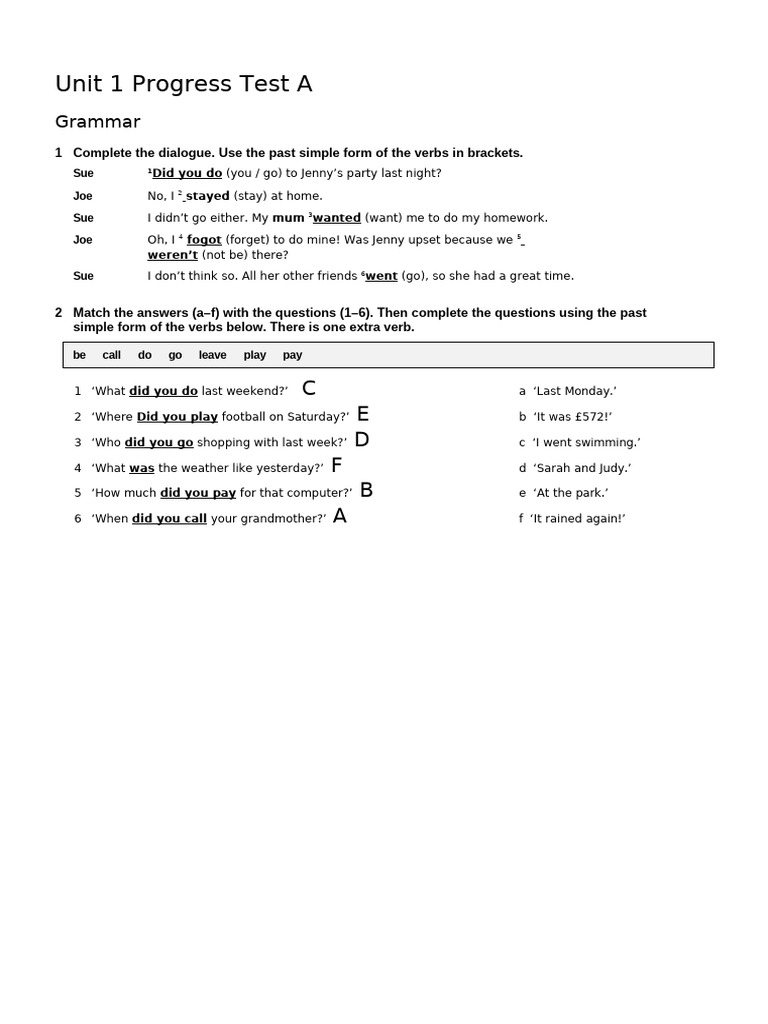Unit 1 Progress Test: Past Simple Practice | PDF | Mount Everest