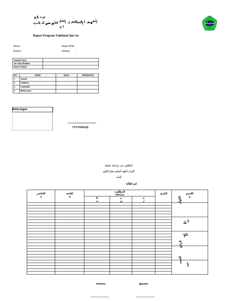 Raport Tahfidz Fixx | PDF