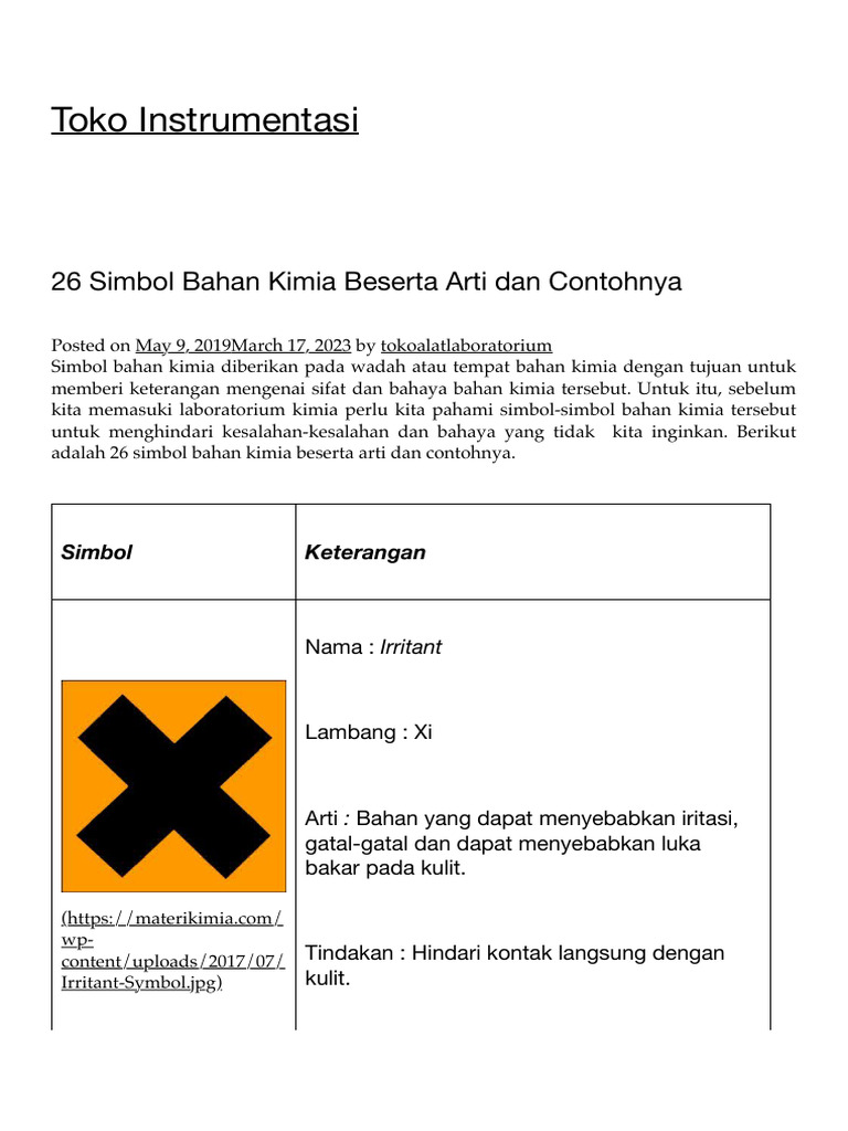 26 Simbol Bahan Kimia dan Artinya | PDF
