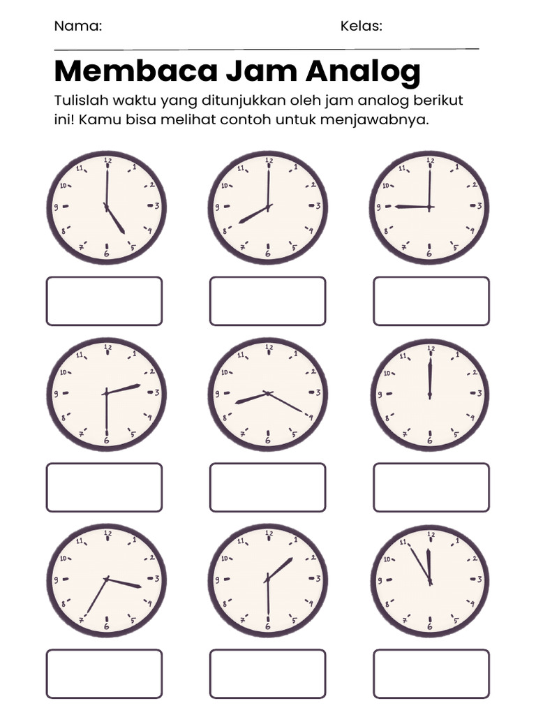 Membaca Jam Analog Lembar Kerja Siswa | PDF