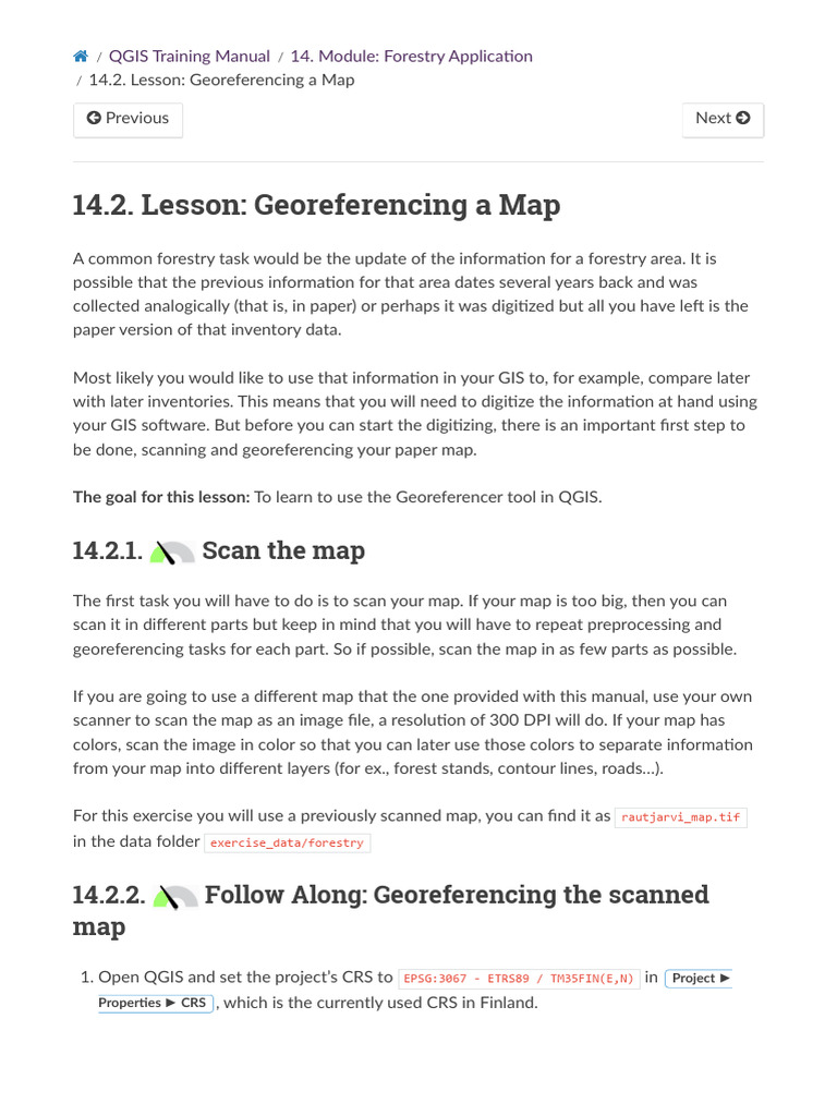 14.2. Lesson_ Georeferencing a Map — QGIS Documentation Documentation (1) | PDF | Imaging ...