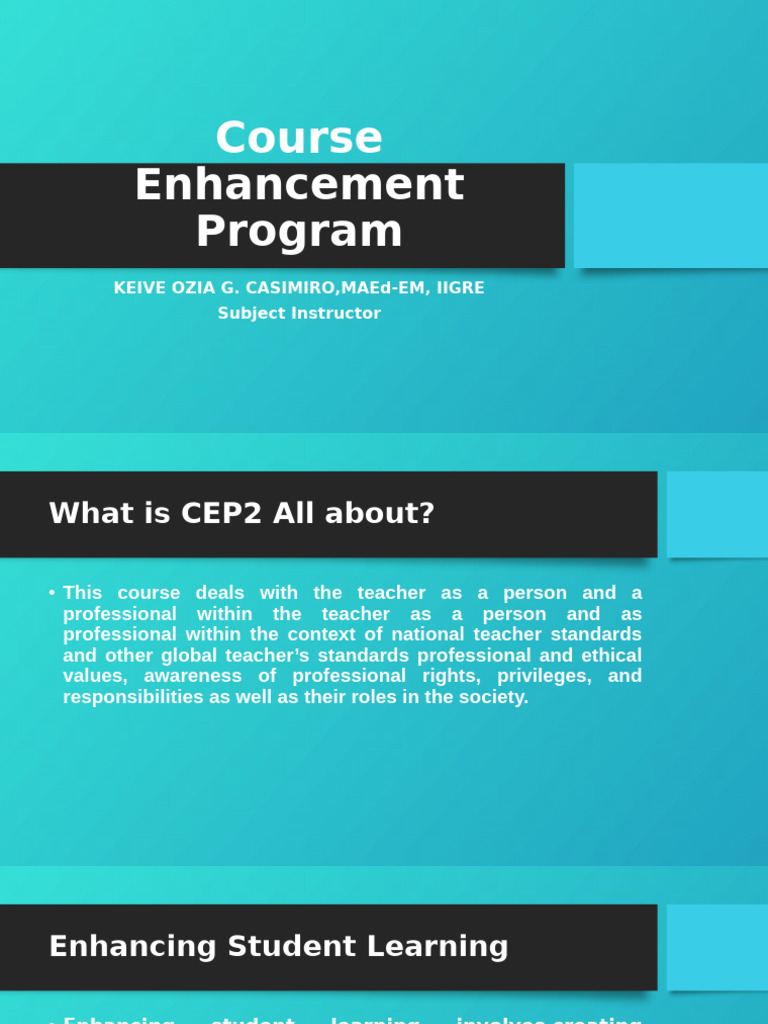 Course Enhancement Program | PDF | Learning | Teachers