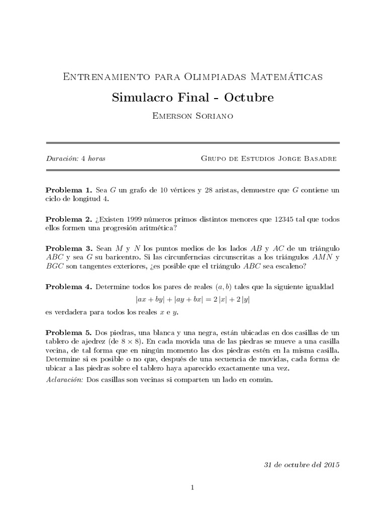 Simulacro Final (Octubre 2015) | PDF