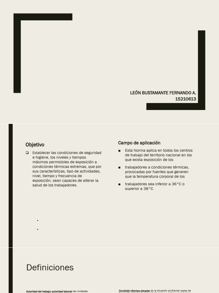 Norma Oficial Mexicana Nom-015-Stps-2001, Condiciones Termicas Elevadas ...