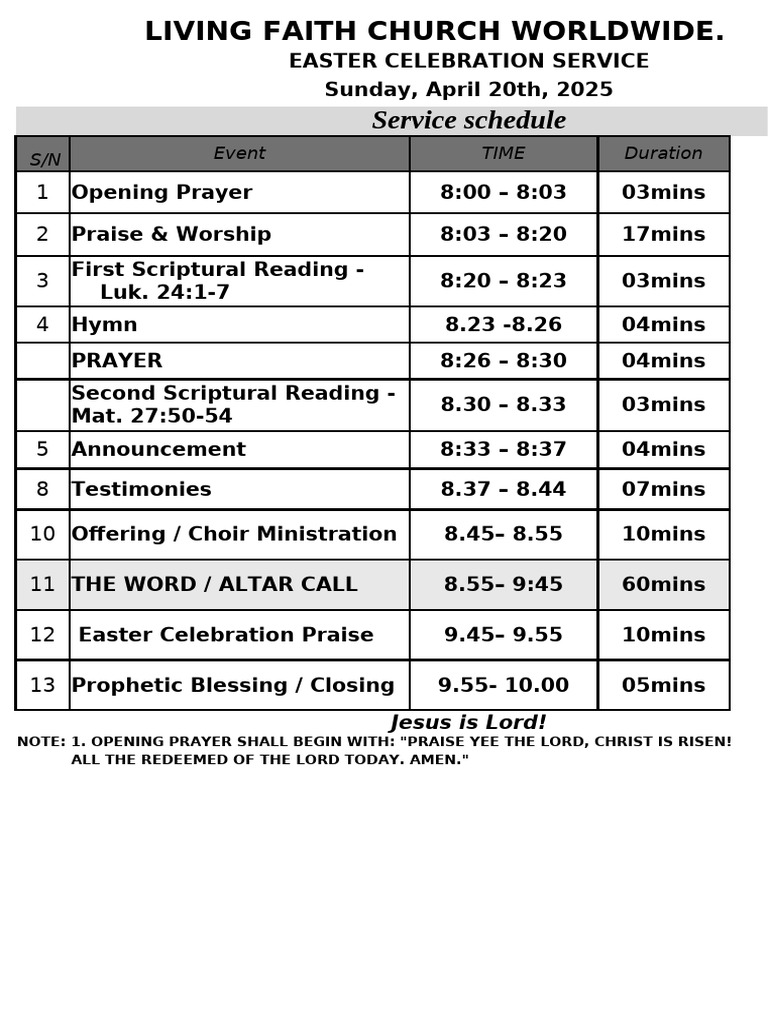 Approved - Easter Sunday Program Schedule-1-1 | PDF