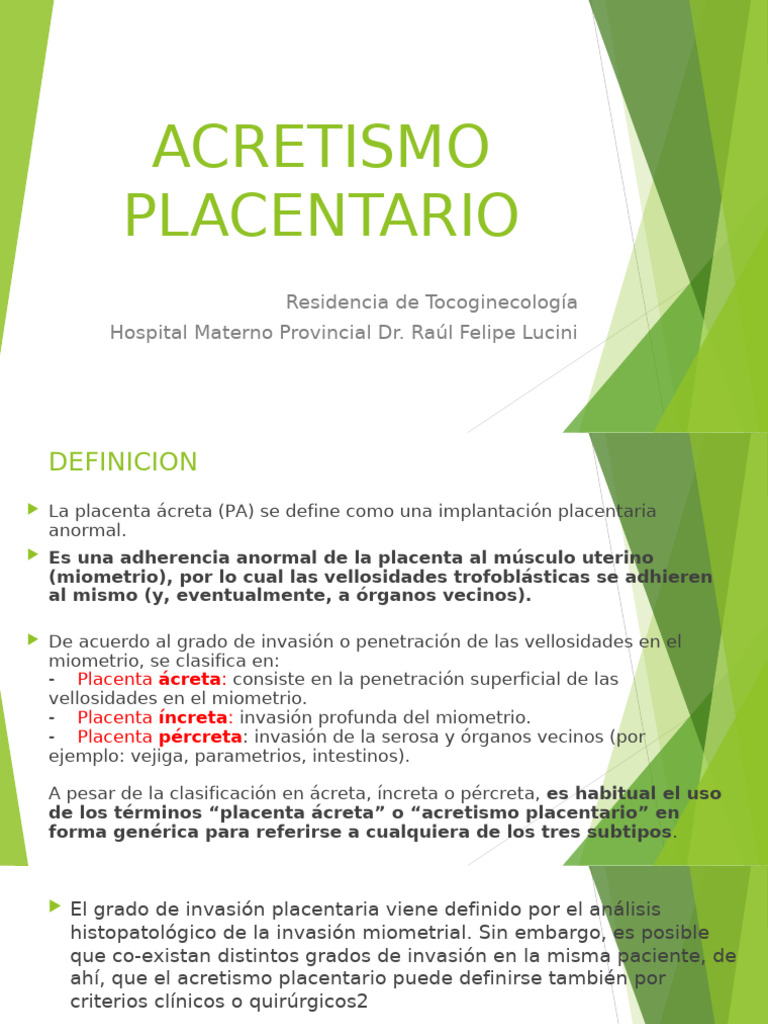Acretismo Placentario | PDF | Placenta | Parto