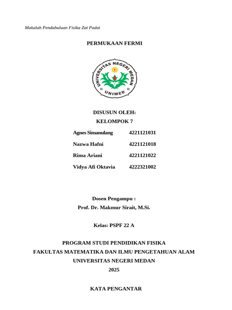 Permukaan Fermi dalam Fisika Zat Padat | PDF