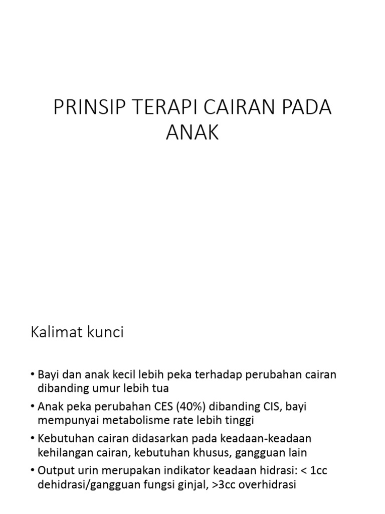 Terapi Cairan Anak: Prinsip dan Perhitungan | PDF