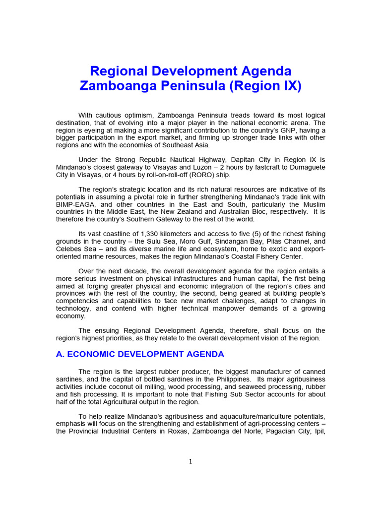 Zamboanga Peninsula Regional Development Plan | PDF | Economies