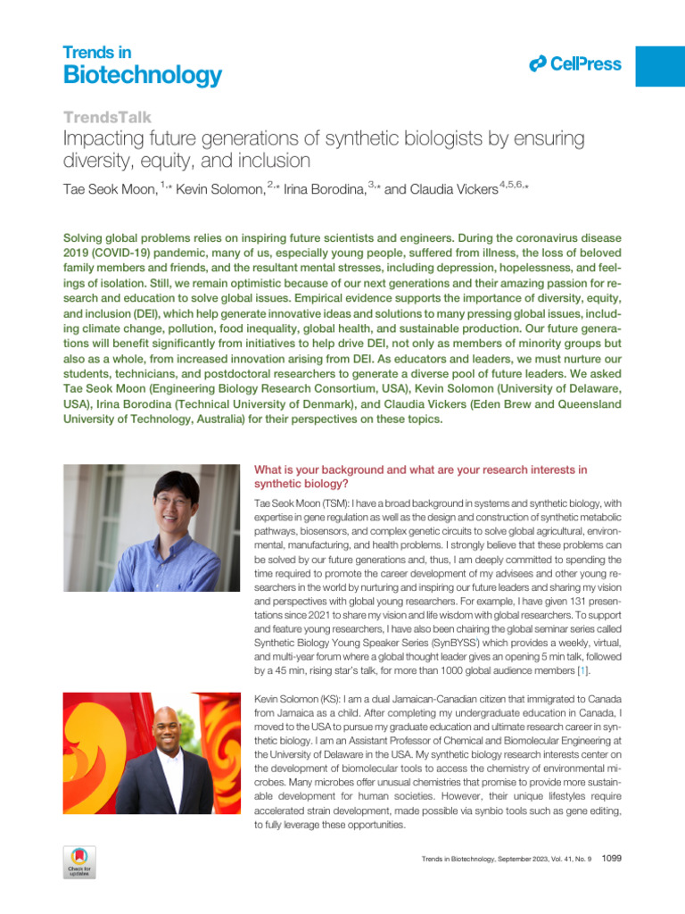 Impacting Future Generations of Synthetic Biologis | PDF ...