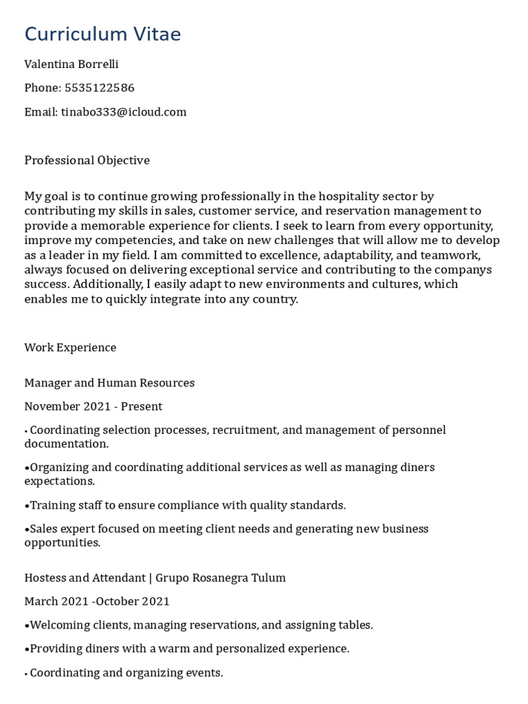 CV Inglés | PDF