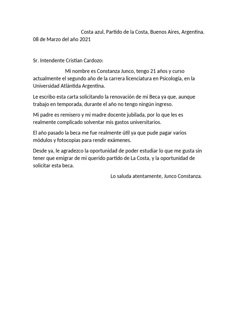 Solicitud de renovación de beca | PDF