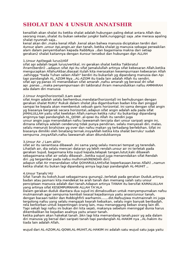 Sholat dan 4 Unsur Alam | PDF