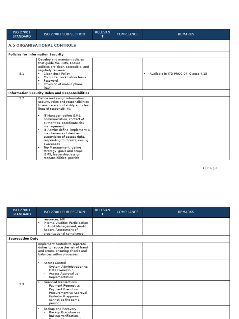 ISO 27001 Physical Security Checklist | PDF | Information Security ...