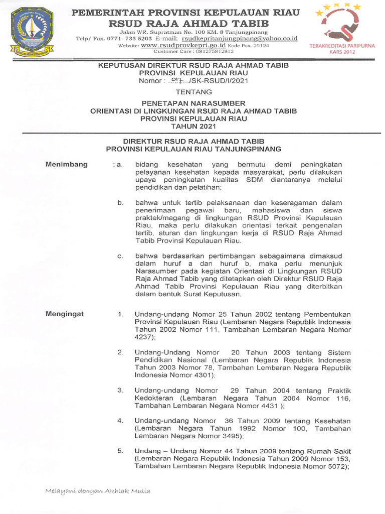 SK Narsum Orientasi 2021 | PDF