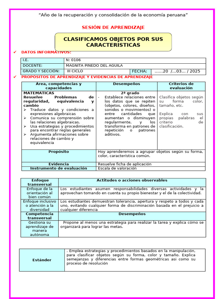 Clasificación de Objetos en Matemáticas | PDF | Aprendizaje | Cognición
